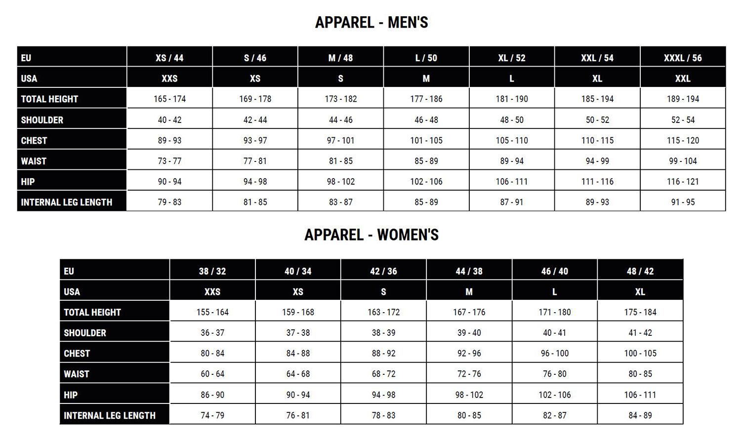 La Sportiva Size Chart - Apparel – Mountain Adventure
